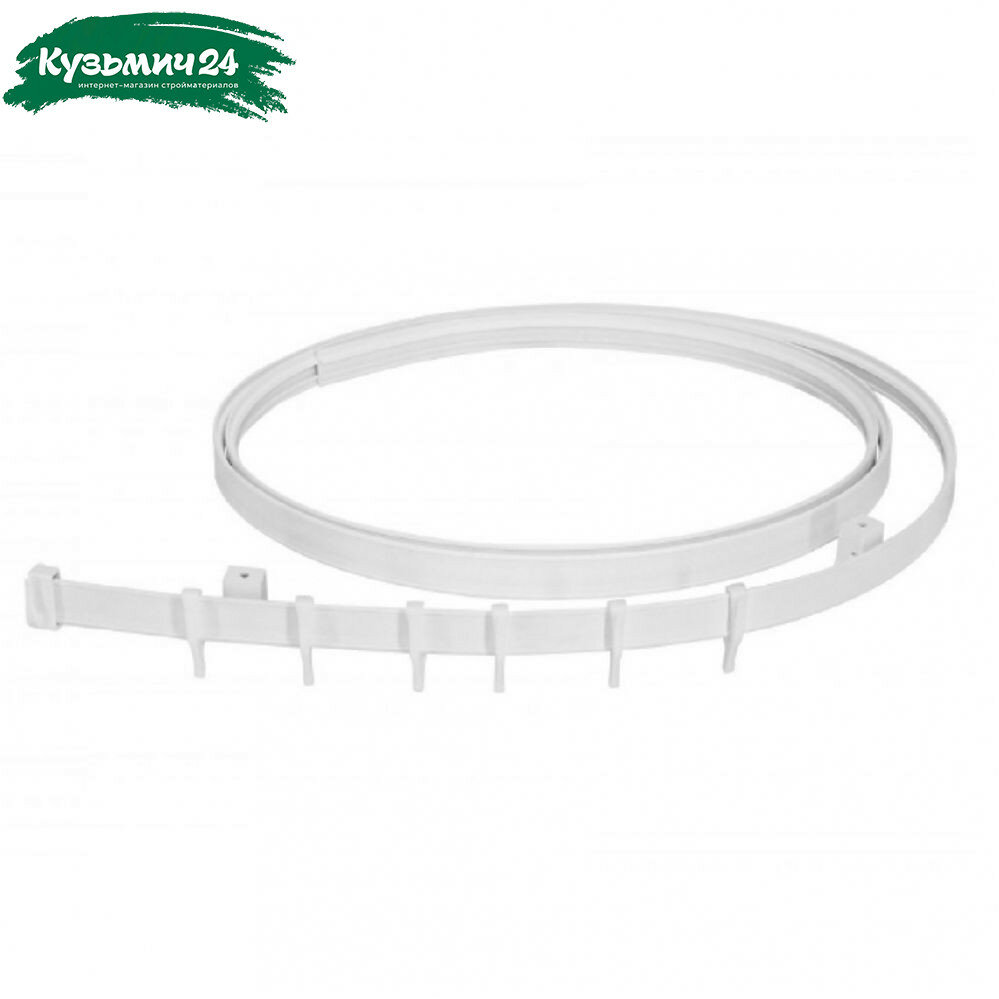 Карниз для штор Эскар, однорядный, крепление к потолку, гибкий, белый