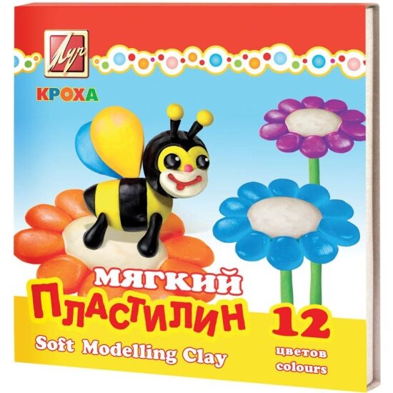 Пластилин мягкий Луч "Кроха" 12 цветов, со стеком, картон