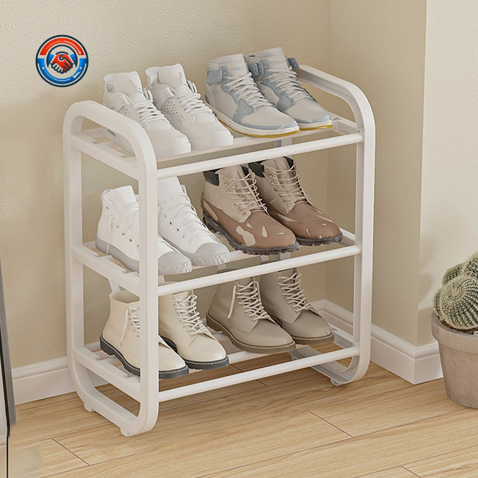 Компактная четырехслойная подставка для обуви, металлическая стеллаж-решётка в прихожую, быстрая сборка без инструментов, вентилируемые полки для кроссовок и туфель, напольная органайзер-полка для коридора, спальни, гардеробной