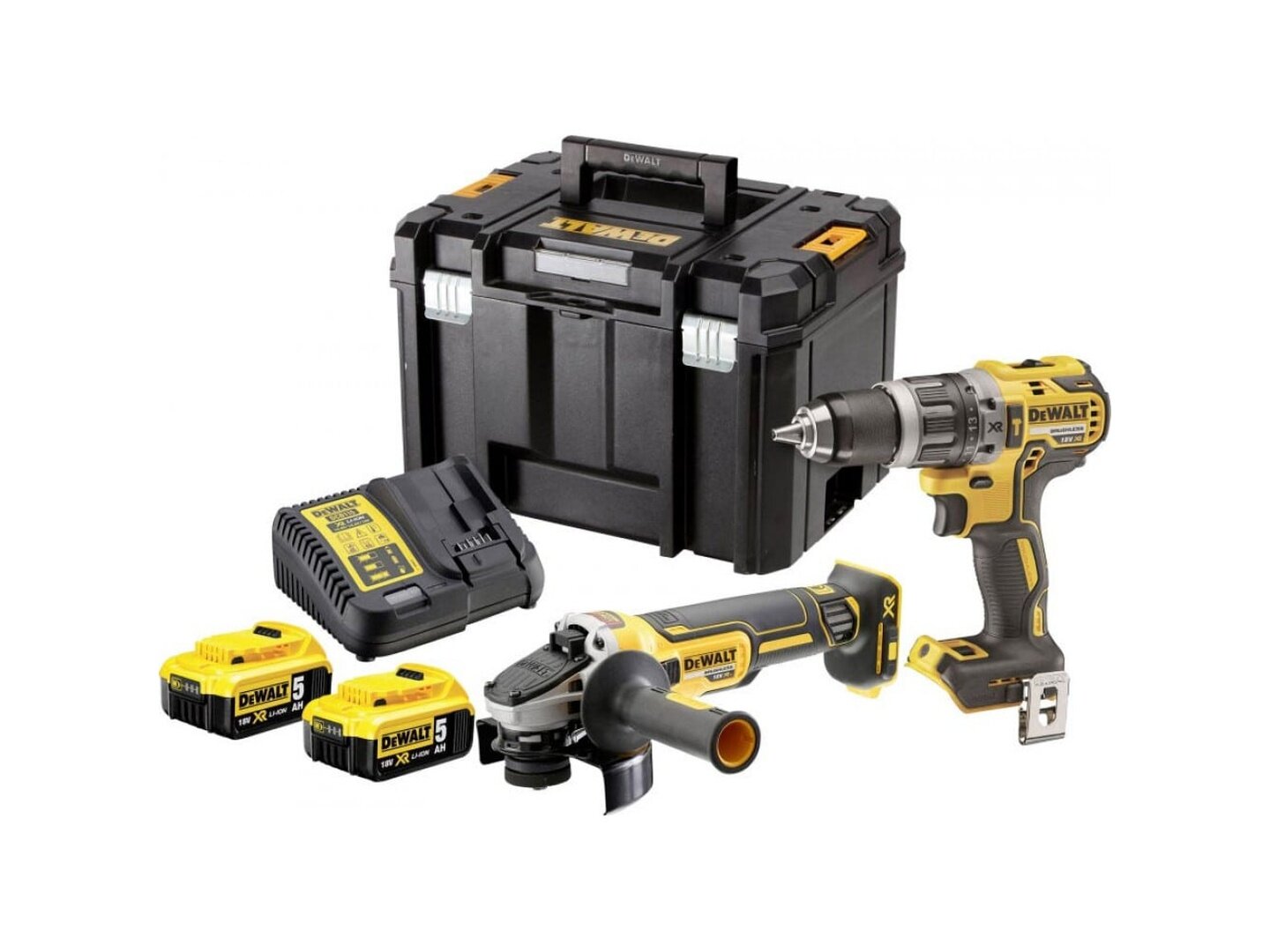 Набор инструментов DeWALT "DCK2080P2T", дрель-шуруповёрт, угловая конструкция, 2 аккумулятора