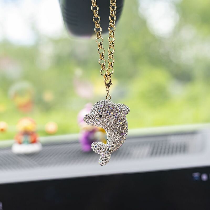 Новый 3D полный алмазный декор в виде дельфина для заднего вида автомобиля, подвесное украшение интерьера