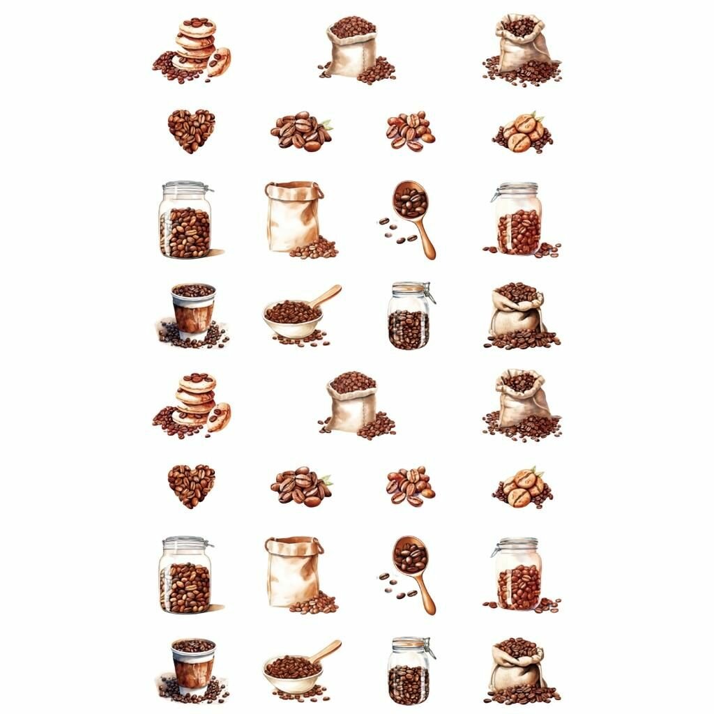 30 листов стикеры серии Coffee House, наклейки для ноутбуков, декоративные стикеры, - Спелые кофейные зерна