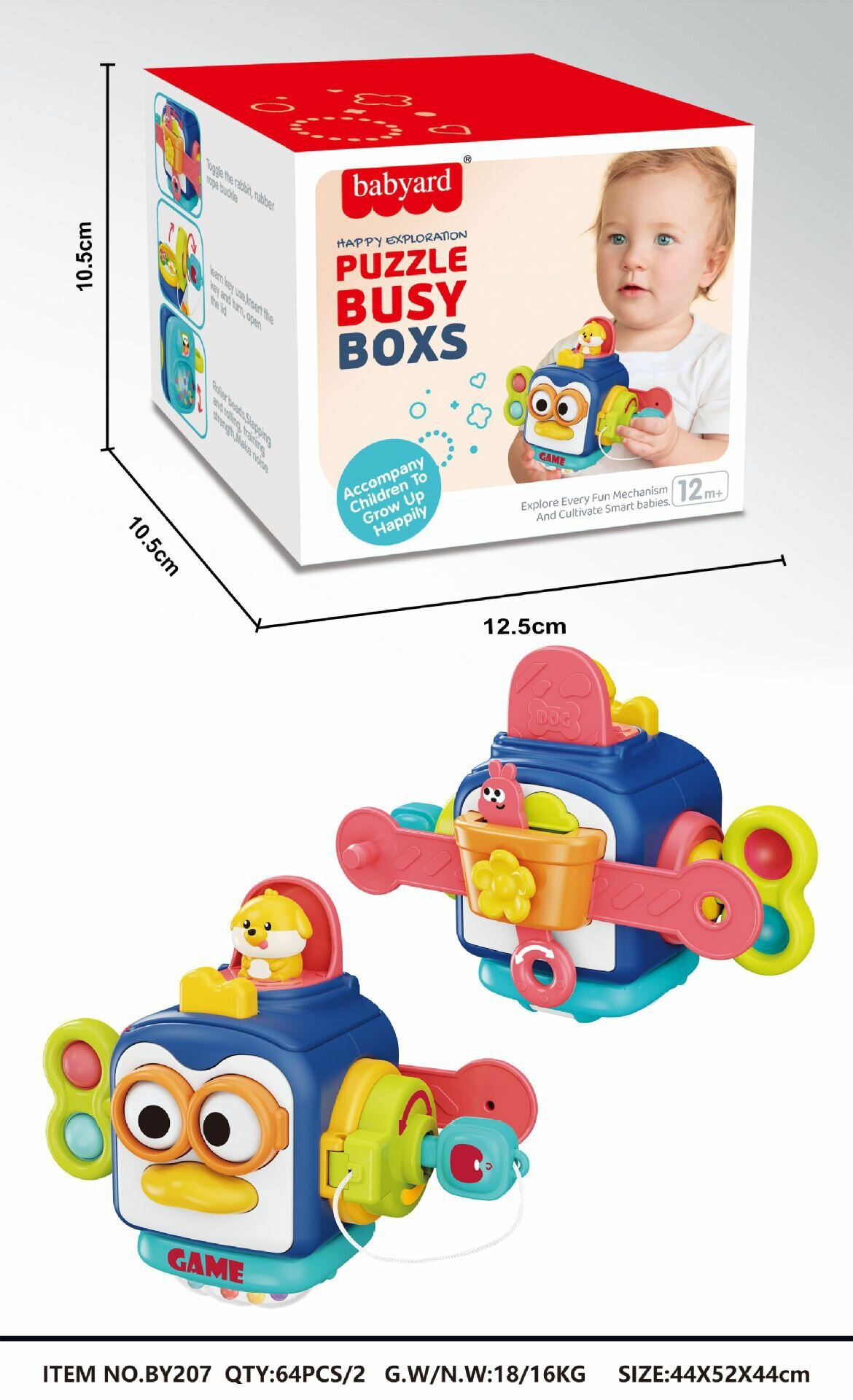 Игрушка для раннего развития Монтессори Гексаэдр Пингвин Пocupный мяч Кросс-Бордер 1-2 года Ребенок Hengguan By207 (BY207 гексаэдр Пингвин Пocupный мяч [English secret box])