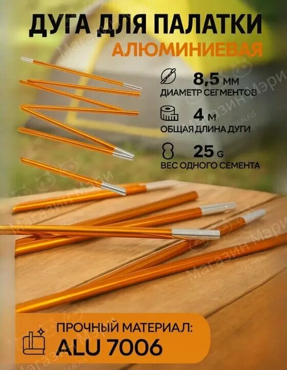 Комплект 11 сегментов алюминиевых дуг для палатки 8.5 мм