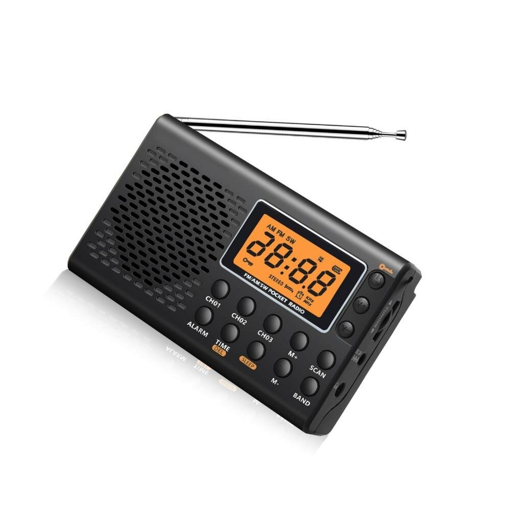 Цифровой радиоприёмник с ЖК-дисплеем, AM/FM/SW, черные мы