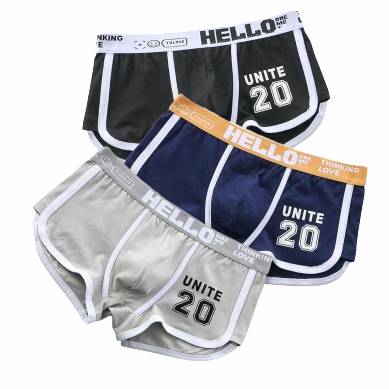 Трусы Набор из 3 мужских трусов-боксеров с принтом на резинке