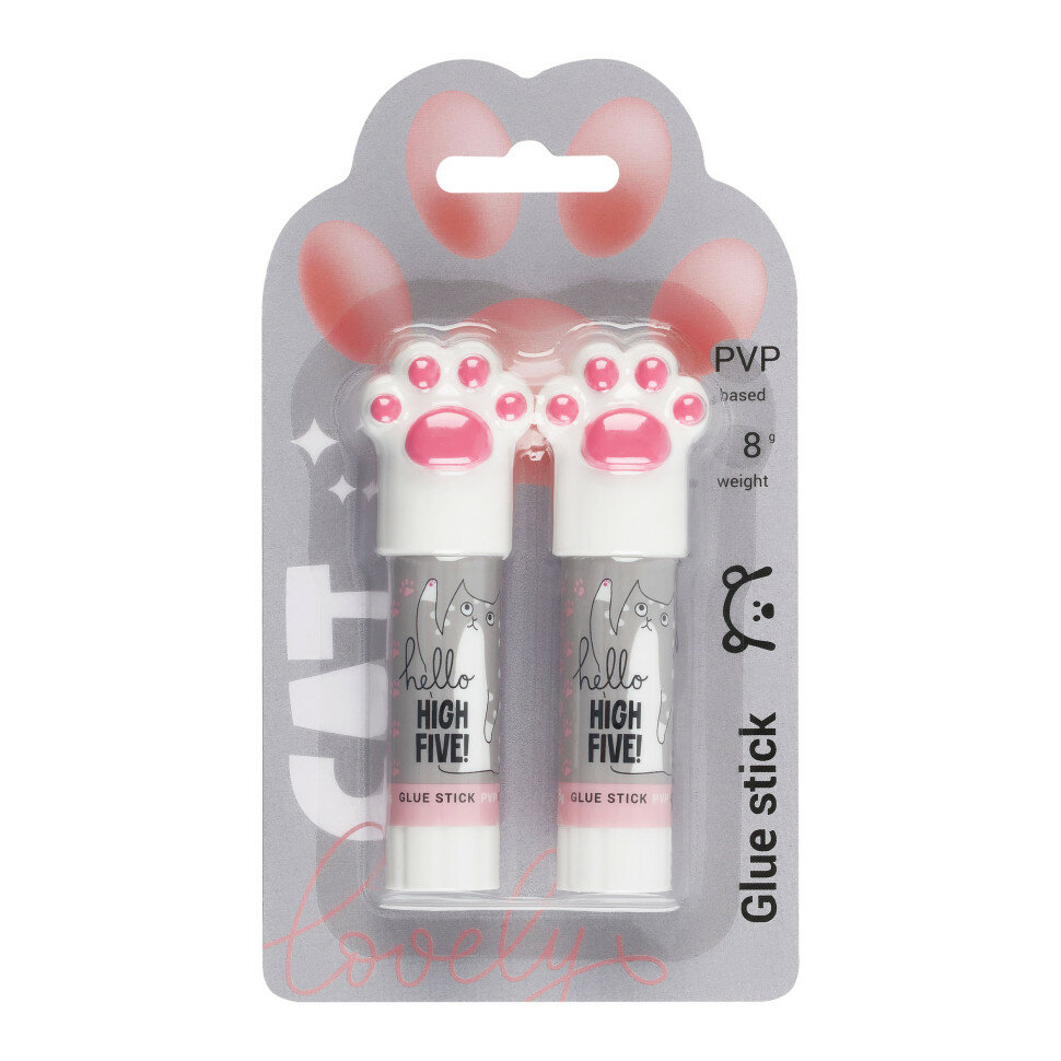 Набор клей-карандаш MESHU с топпером "Paw", 8г, 2шт в блистере, ПВП, белый, 376703