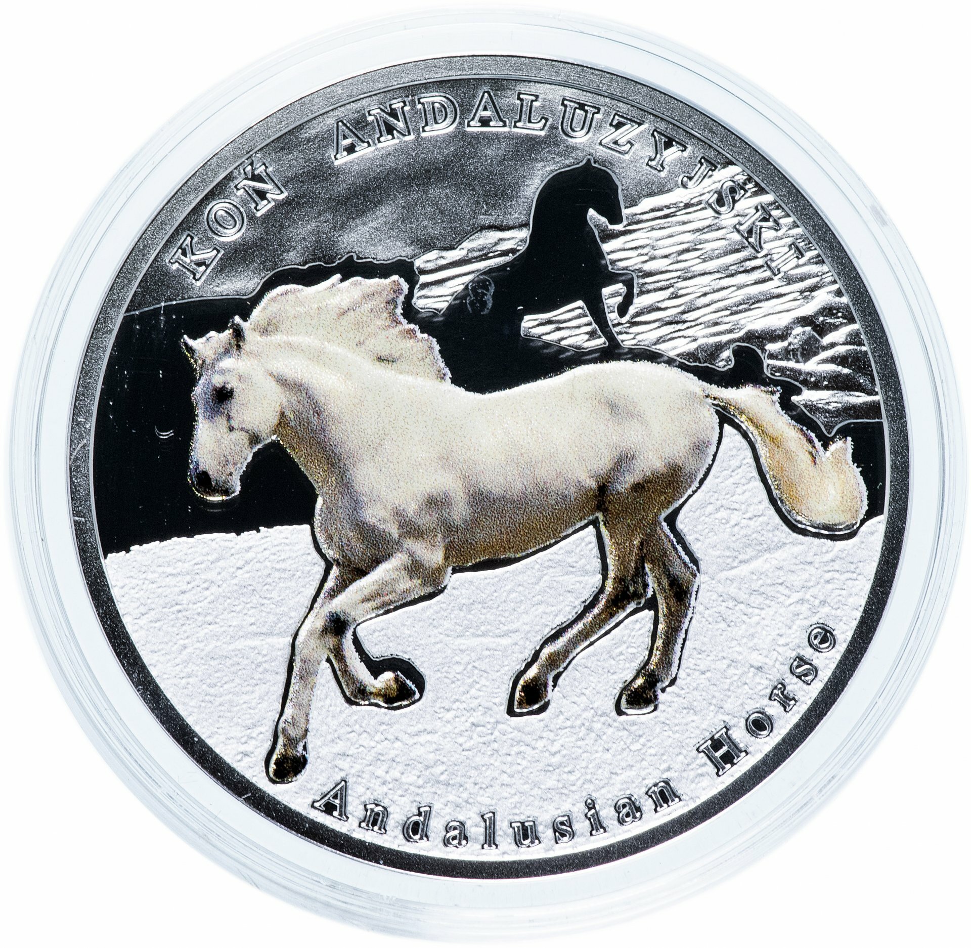 Остров Ниуэ 1 доллар 2015 "Лучшие друзья человека - Андалузский конь", в футляре с сертификатом, Серебро 999, в сохранности Proof