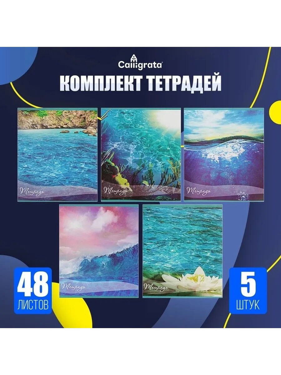 Стильный комплект тетрадей из 5 штук с клеткой