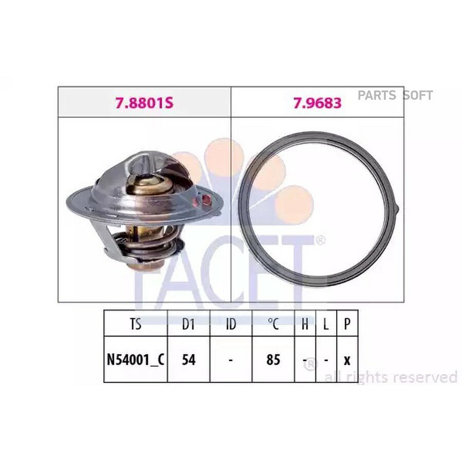 Термостат Kia/Hyundai Getz/i10/i20/i30/Ceed/Rio/Soul 1.4-1.6CRDi 08- от официального дистрибьютора, FACET, артикул 78803