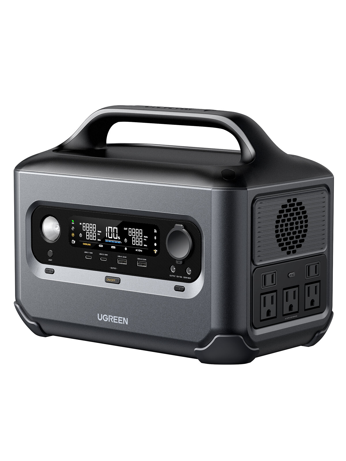 Электростанция портативная UGREEN GS600 (15050) PowerRoam Portable Power Station 680Wh/600W EU. Цвет: темно-серый