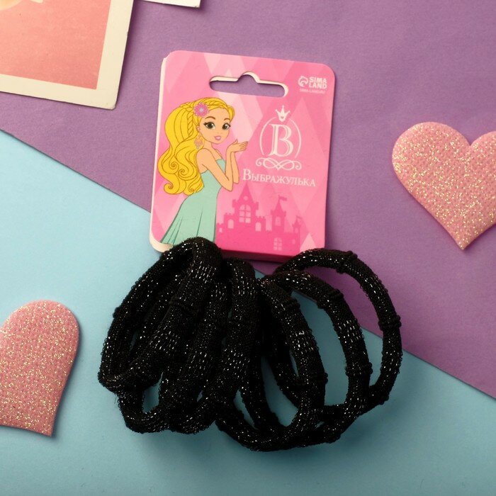 Резинки для волос Выбражулька «Спорт», набор 6 шт, модерн, 3 см, чёрные