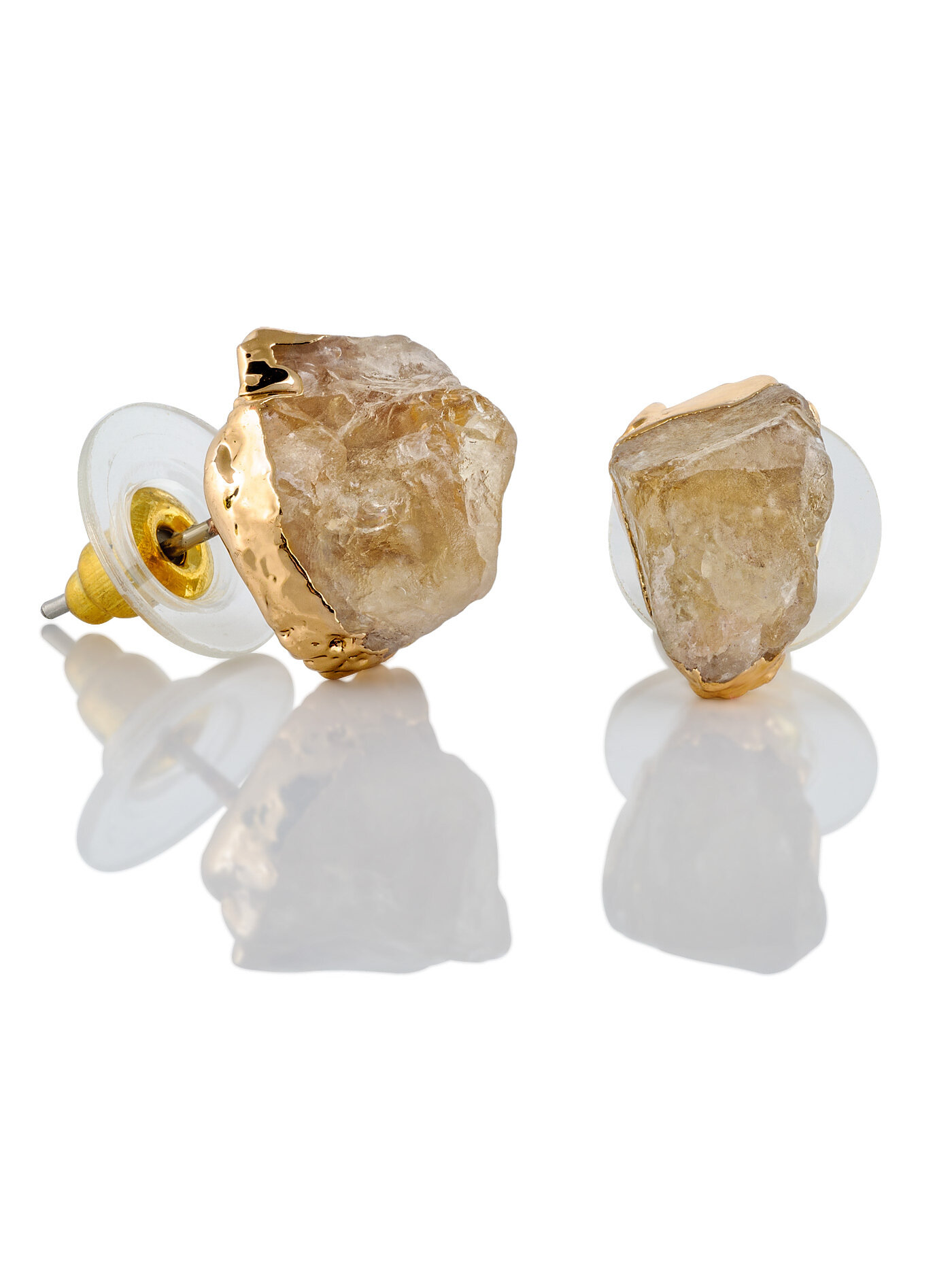 Серьги пусеты, цитрин