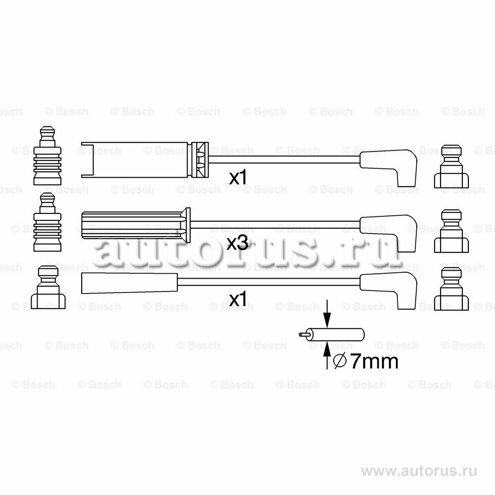 Провод высоковольтный (комплект) daewoo nexia 1.5l 8v bosch 0 986 356 972