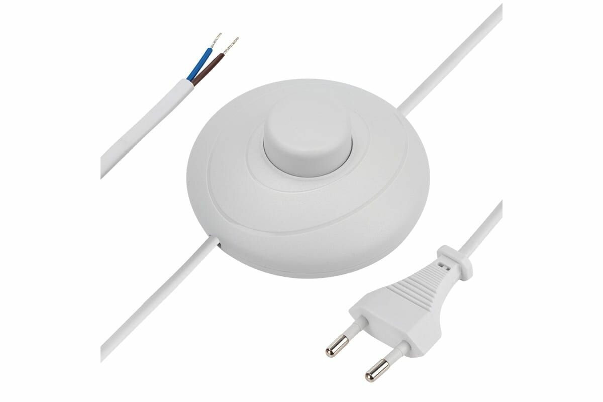 Сетевой шнур REXANT с напольным переключателем 2х0,75 кв. мм 2,5 м