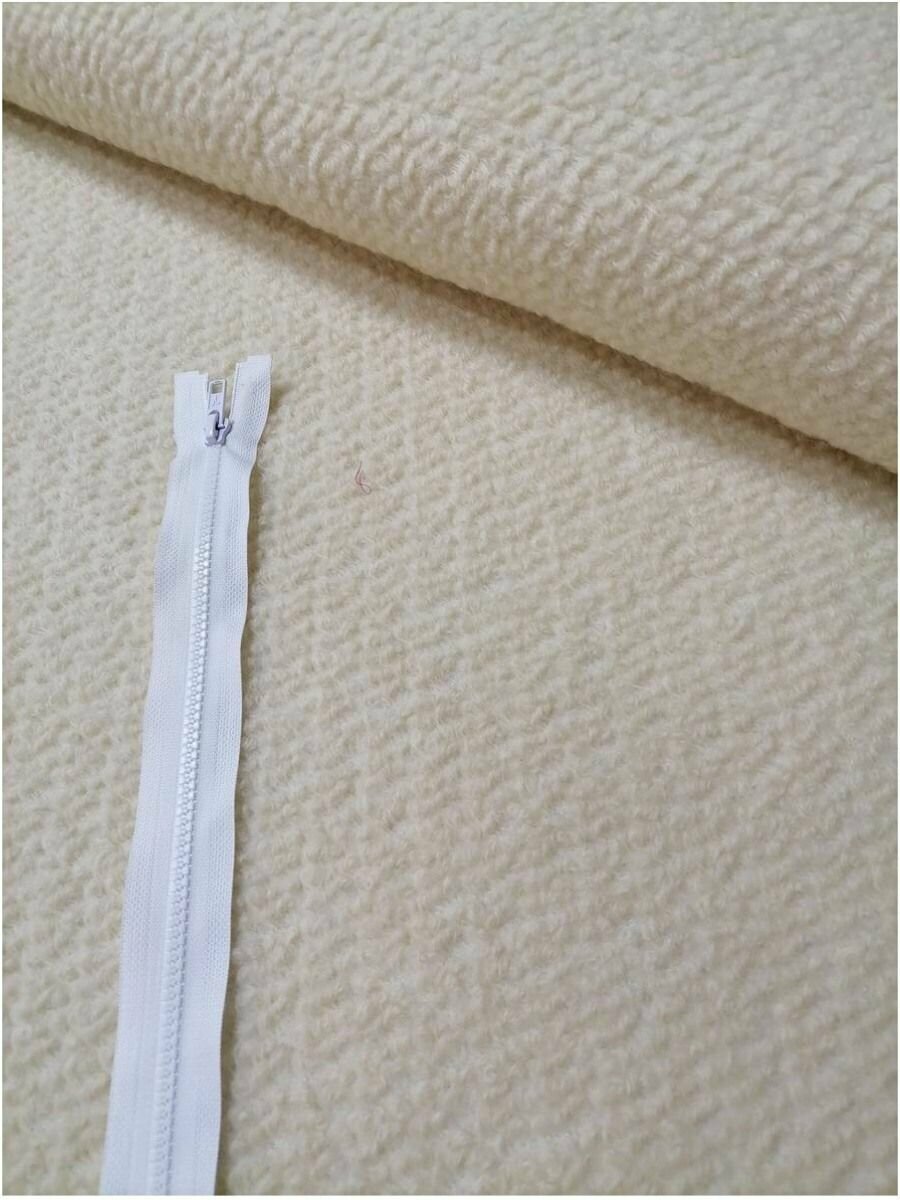 Пальтовая ткань букле молочный, Италия, отрез 0,95 м *145 см