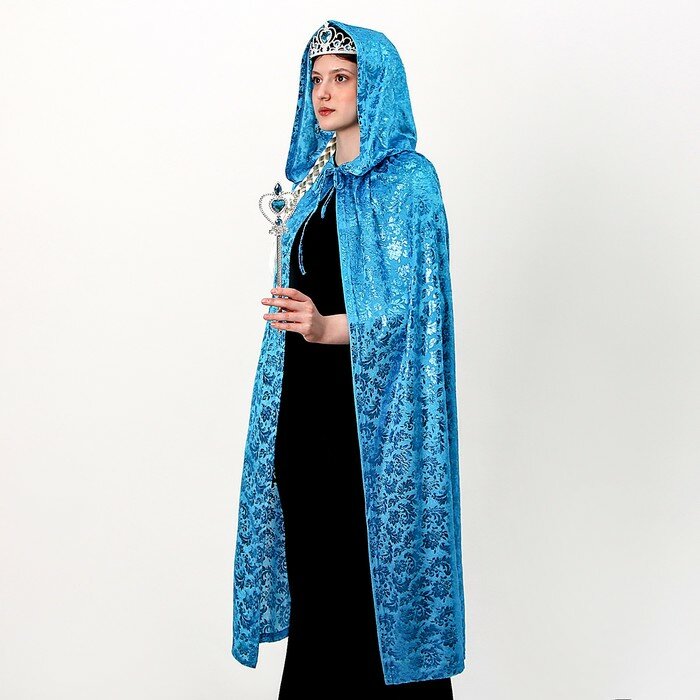 Карнавальный костюм Sima-land "Волшебница", взрослый, плюш, голубой с узором