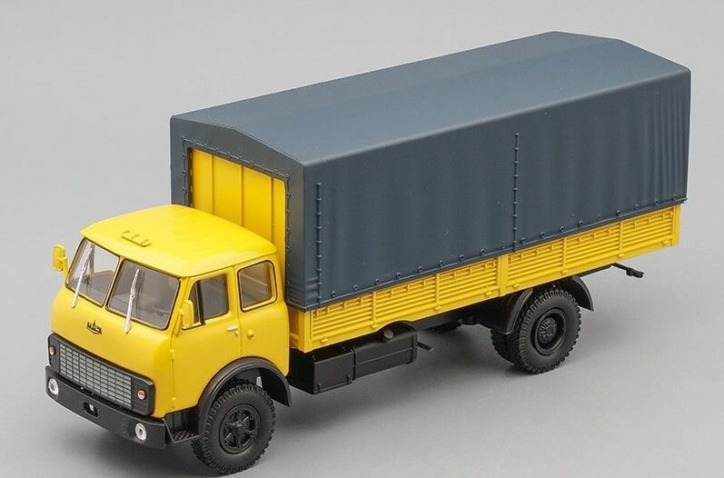 Масштабная модель грузовика коллекционная Минский 53352 бортовой с тентом (1977-1990), желтый
