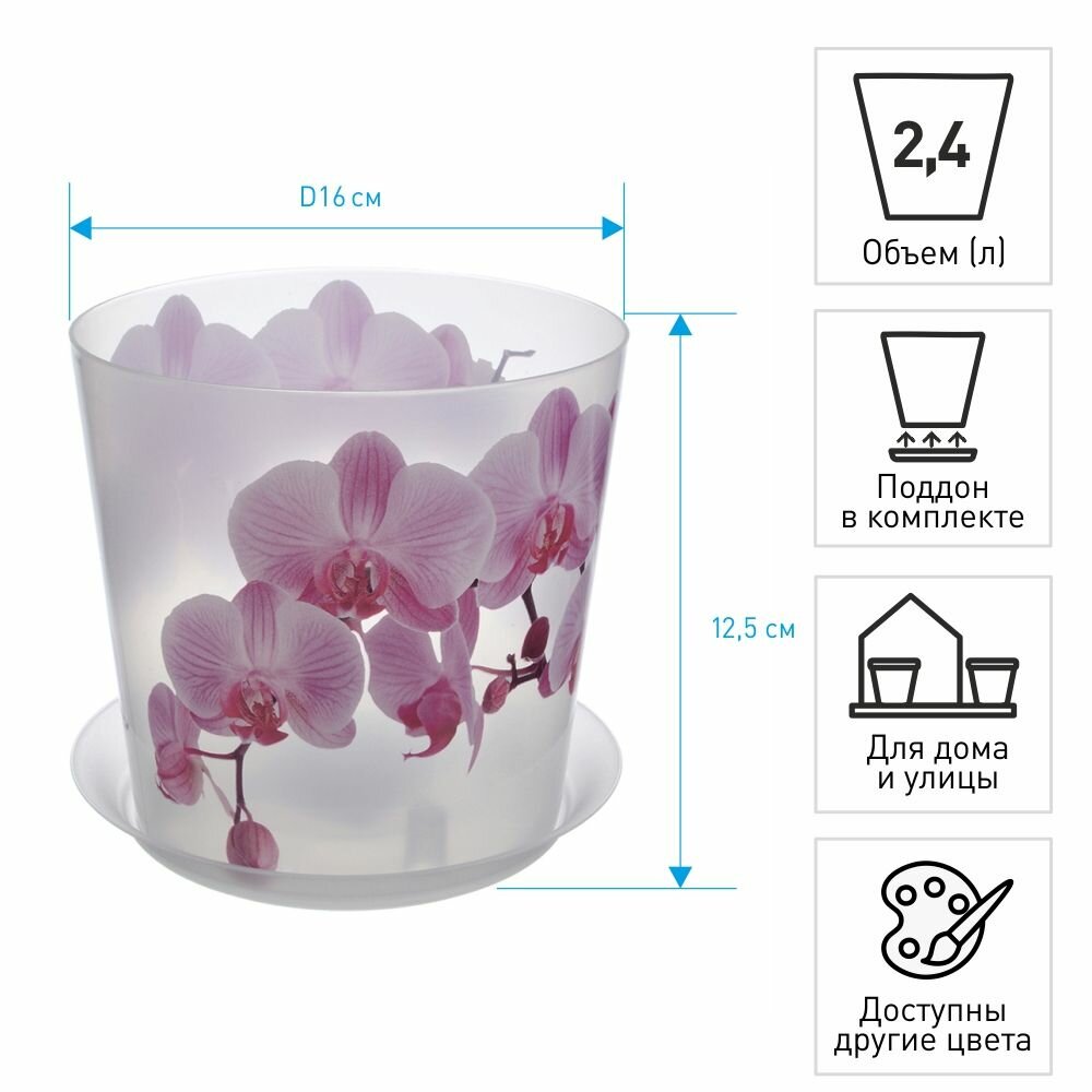 Кашпо для орхидей пластиковое Деко орхидея прозрачное d16 см h12,5 см 2,4 л