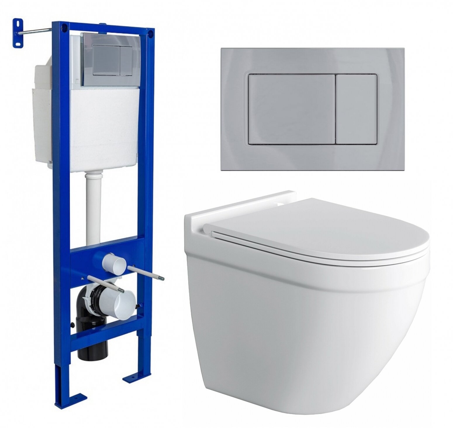 Комплект 3 в 1 инсталляция Berges Wasserhaus Atom 410 + Унитаз подвесной Owl 1975 Cirkel-H + кнопка хром