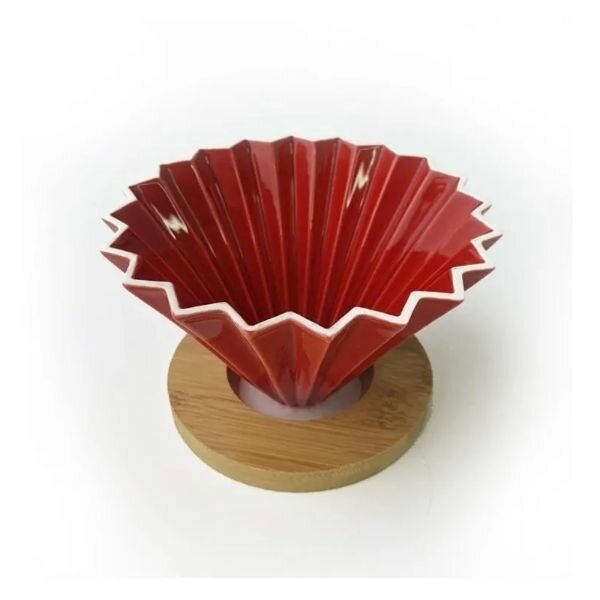 Воронка для кофе Origami керамика 3-4 чашки красная, пуровер для заваривания кофе