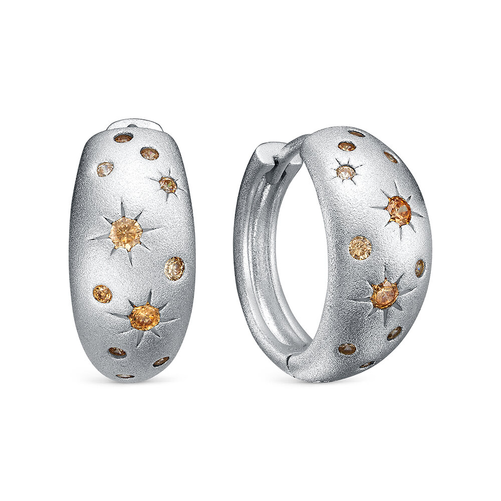 Серьги, серебро, 925 проба, фианит