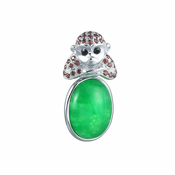 Подвеска, серебро, 925 проба, жадеит