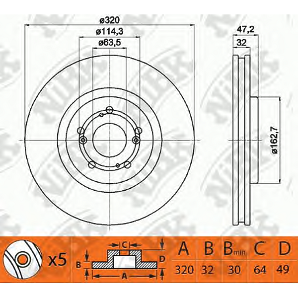 NIBK rn1406 (45251TL0G50 / 45251TL0G51 / RN1406) диск тормозной Honda (Хонда) Accord (Аккорд) 2.4 2008 -
