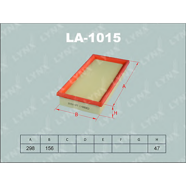 LYNXAUTO LA-1015 (03E129620 / 109376595 / 1457433319) фильтр воздушный\ VW polo, Skoda (Шкода) fabia, Seat (Сеат) Cordoba (Кордоба)