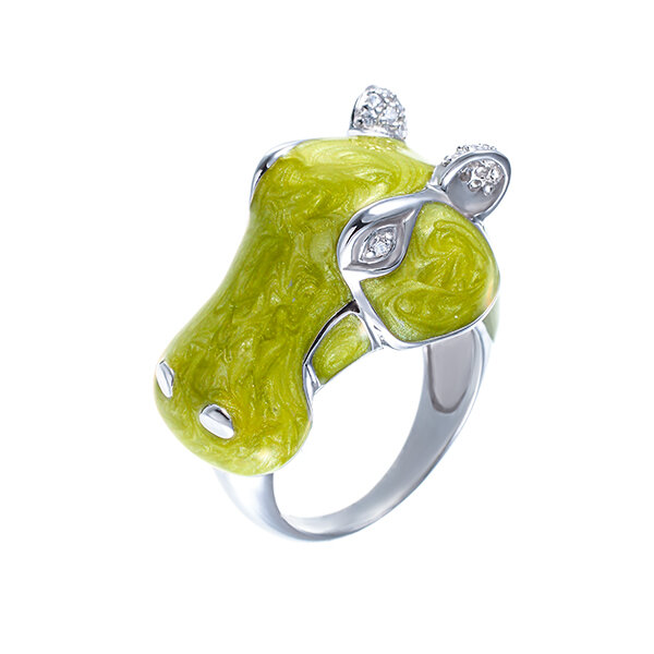 Кольцо, серебро, 925 проба, фианит, эмаль