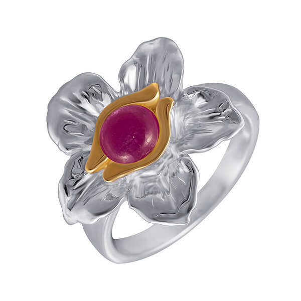 Кольцо, серебро, 925 проба, рубин