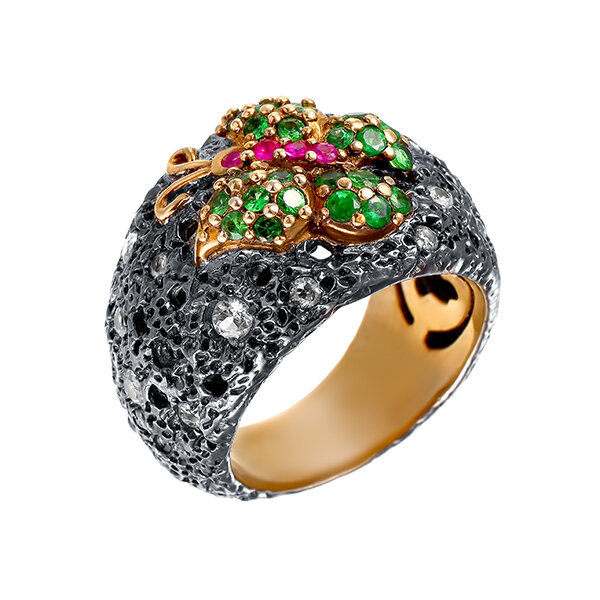 Кольцо, серебро, 925 проба, топаз