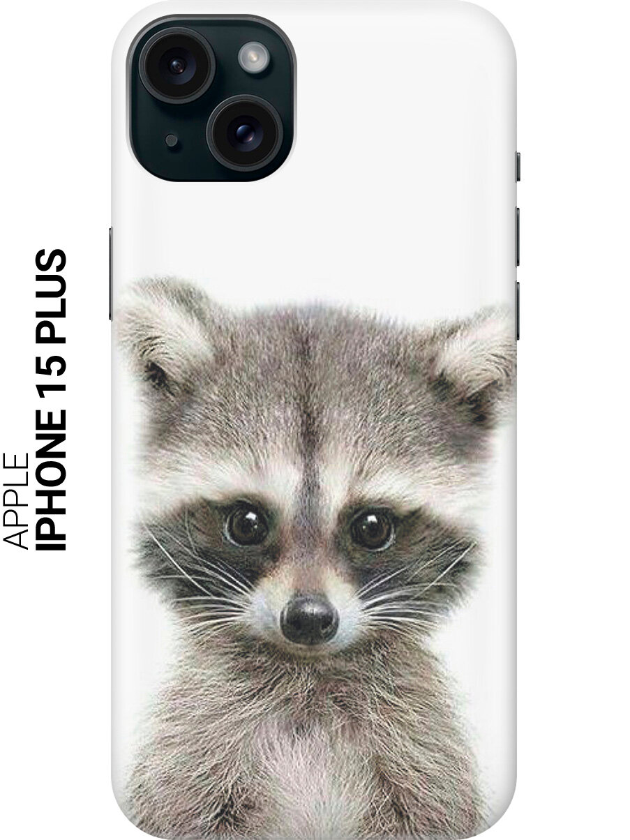 Силиконовый чехол на Apple iPhone 15 Plus / Эпл Айфон 15 Плюс с рисунком "Кроха-енот"