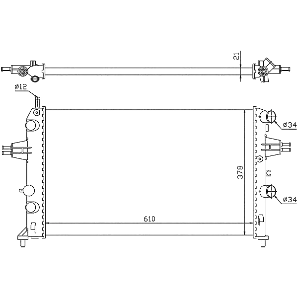 STELLOX 10-26051-SX (09119481 / 09193264 / 1026051_SX) радиатор системы охлаждения c ас\ Opel (Опель) Astra (Астра)