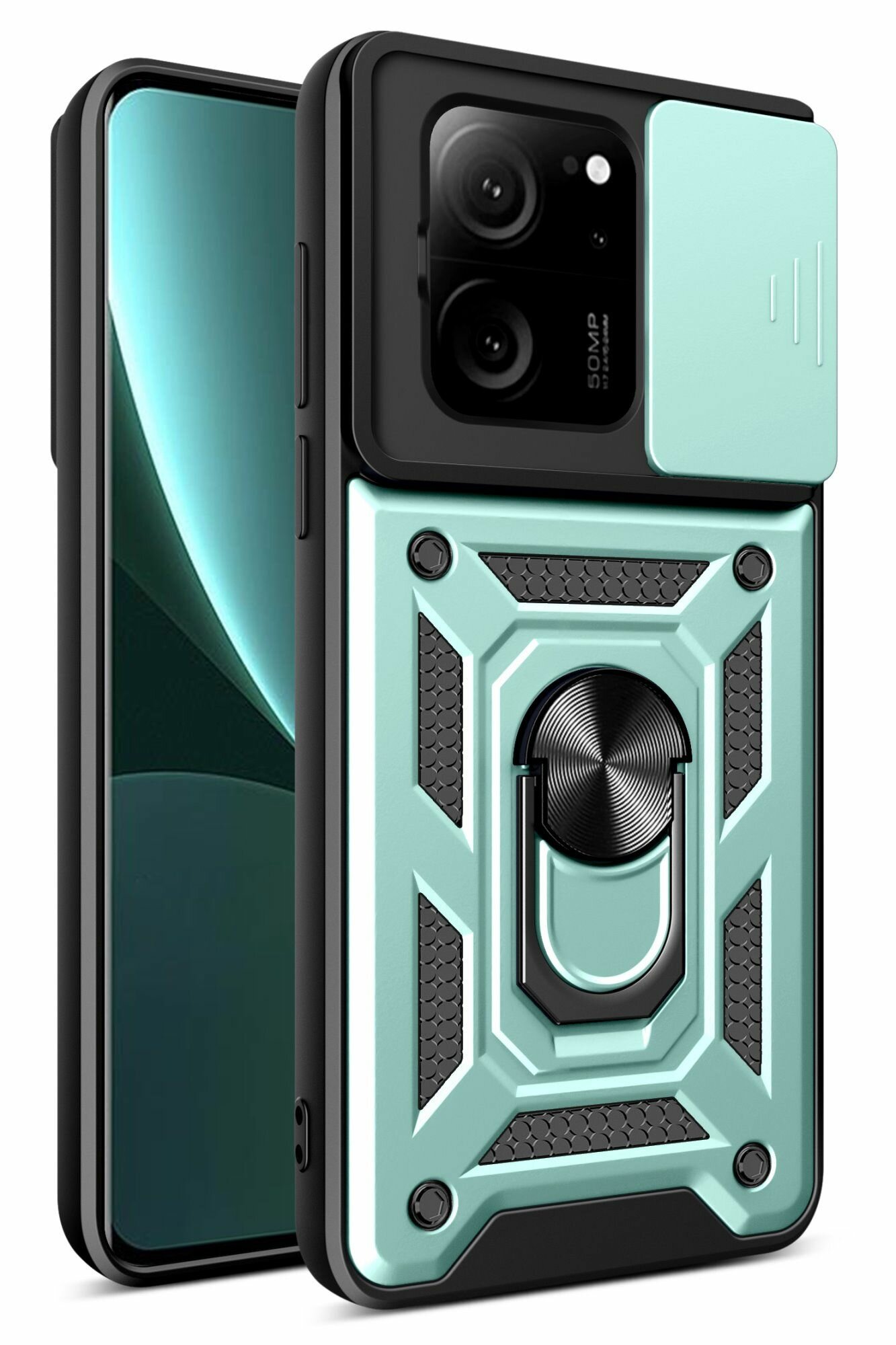 Чехол противоударный для Xiaomi 13T и 13T Pro / Сяоми 13Т и 13Т Про с защитой камеры armors (Зеленый)