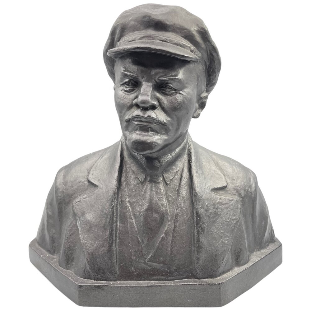 Силуминовый бюст "В. И. Ленин в фуражке" 1967-1970 гг. Скульптор Попов, Монументскульптура, СССР
