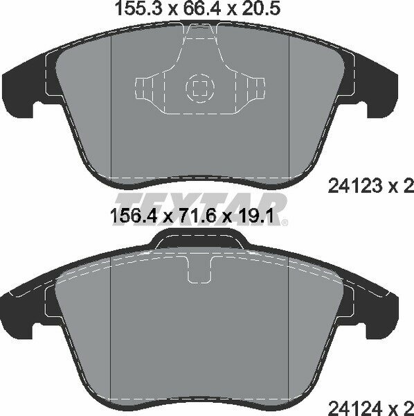 Колодки передние с противошумной пластиной Q+ FORD VOLVO LAND ROVER TEXTAR 2412301
