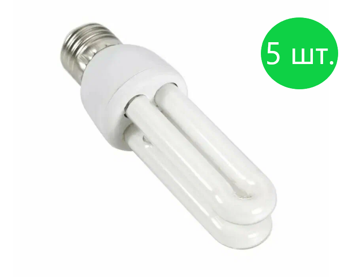 Лампы люминесцентные E27 9W 2700K (теплый белый свет), START GE, 5штук