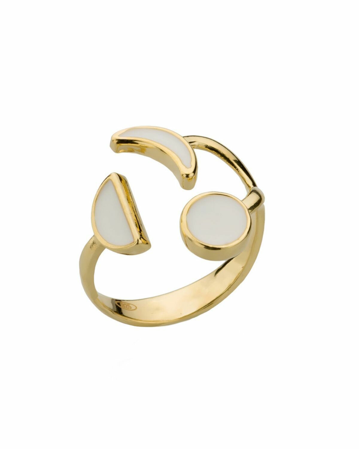 Кольцо тонкое, серебро, 925 проба, золочение, эмаль