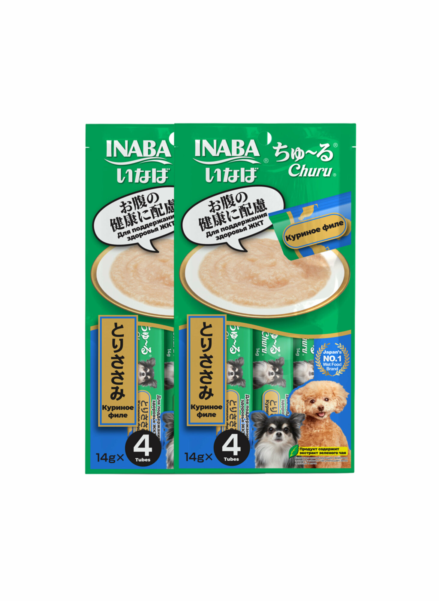 INABA ЧАО чуру 14г*4 пюре куриное филе для поддержания здоров. сустав. д/собак х 2 шт.