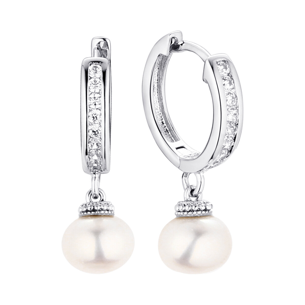 Серьги, серебро, 925 проба, жемчуг культивированный, фианит