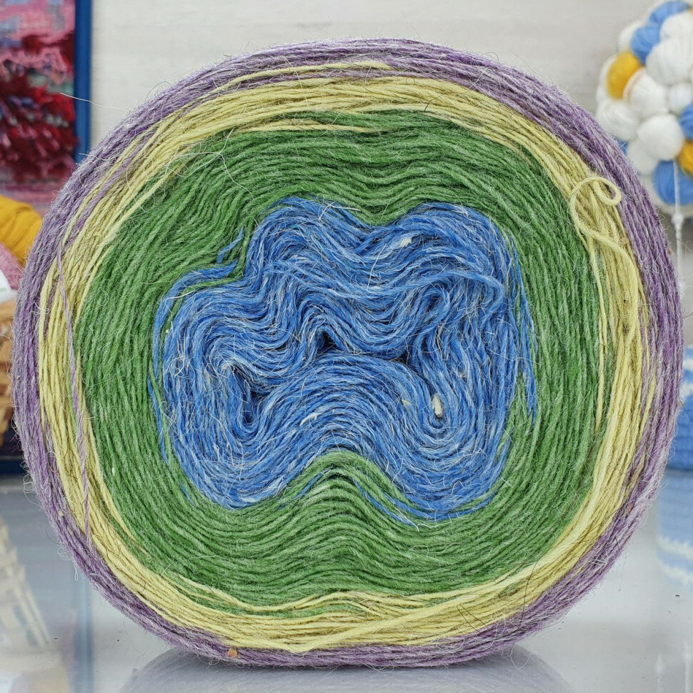 Пряжа Рассказовская ангорка колор 42 лилов/лимон/голуб (2 мотка)