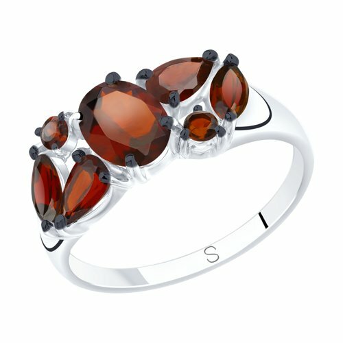 Кольцо дорожка, серебро, 925 проба, родирование, гранат