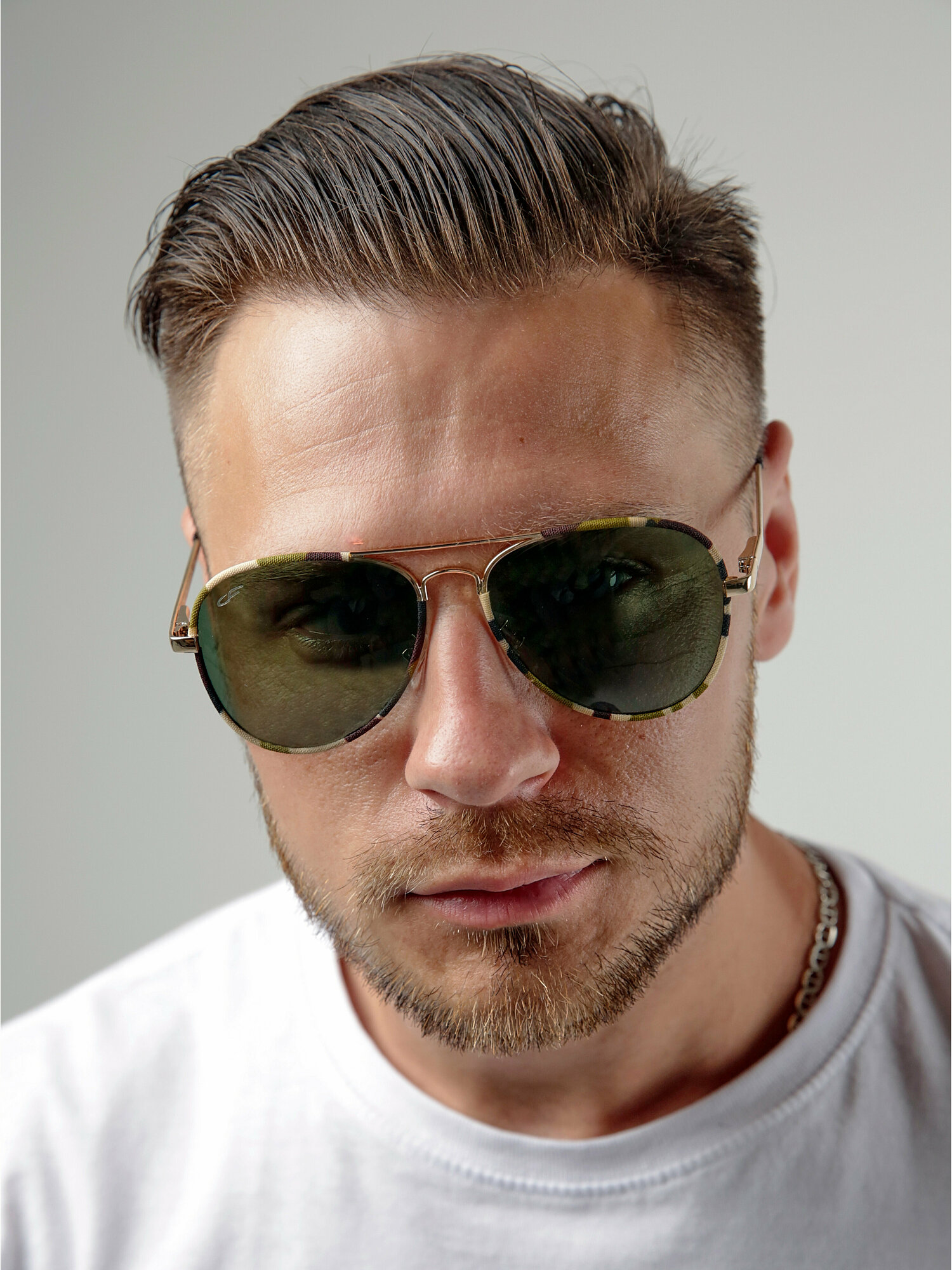 Очки Cafa France CF345000, поляризационные, авиаторы, зелёные линзы