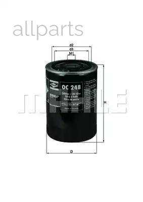 MAHLE OC248 фильтр масляный ! H140 D93 d62/72 \Iveco Daily/EuroCargo, Fiat Croma/Ducato 85>