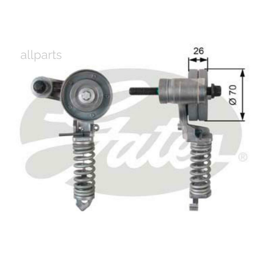 GATES T38344 Натяжитель руч. ремня с роликом OPEL ASTRA H, CORSA C, D 1,2/1,4