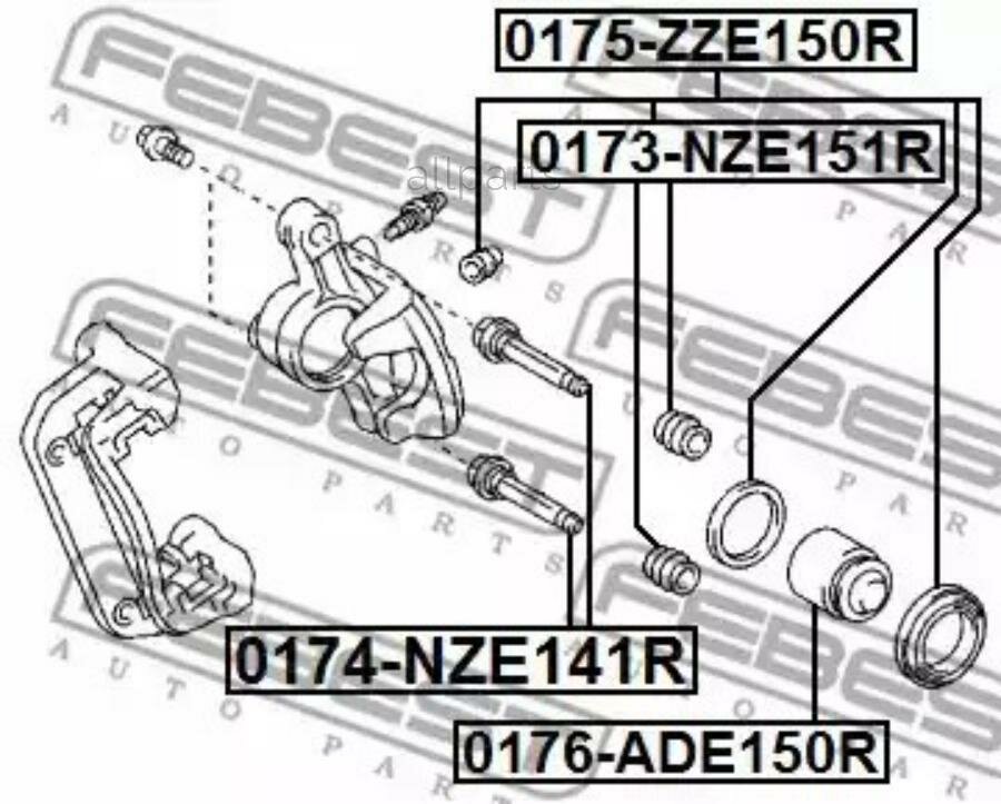 FEBEST 0173-NZE151R пыльник втулки направляющей суппорта тормозного заднего TOYOTA COROLLA A 2006-2013