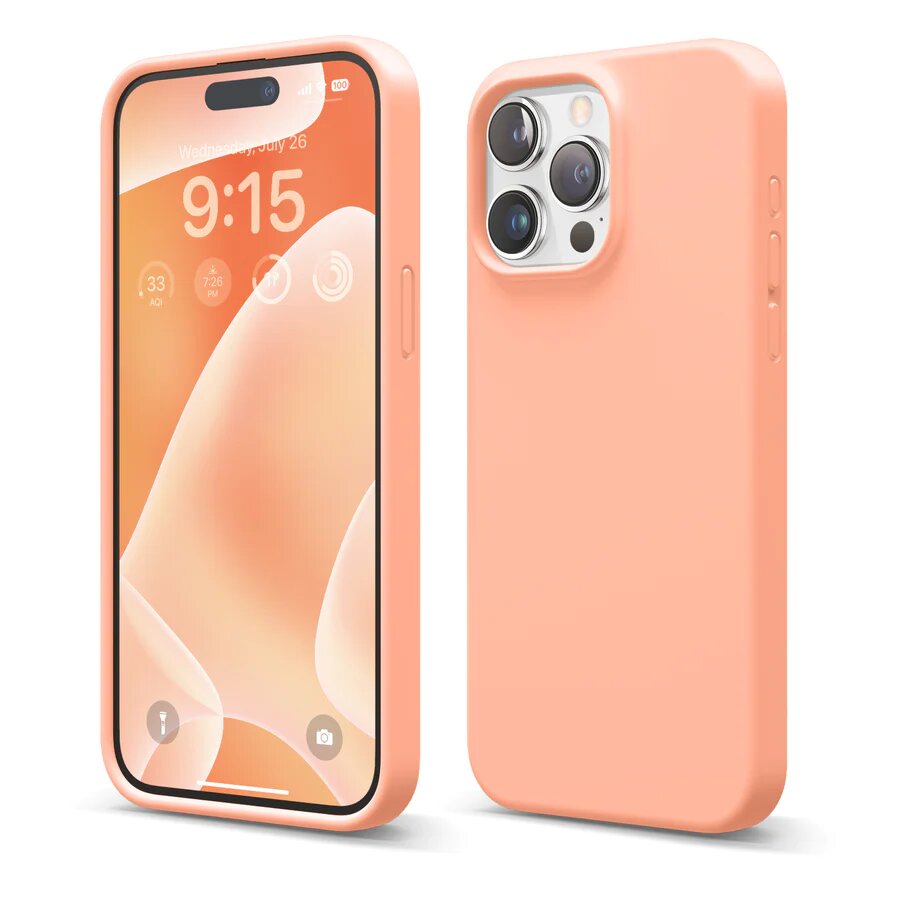 Elago для iPhone 15 Pro Max чехол Soft silicone (Liquid) Salmon