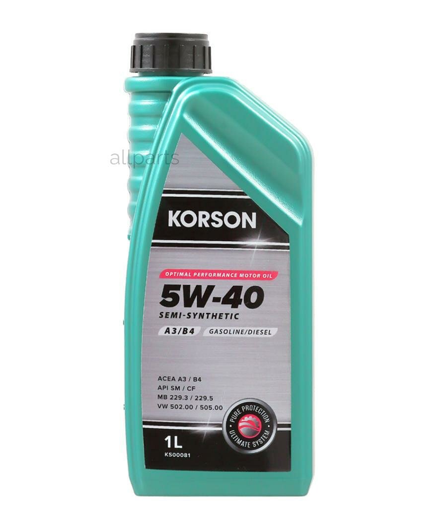 KORSON KS00081 Масло моторное SEMI SYNTHETIC 5W-40 A3/B4 1l