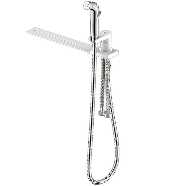 Смеситель с гигиеническим душем устанавливаемый на унитаз LEMARK SOLO LM7170CW хром/белый